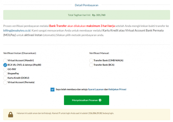 Hore, Sekarang Exabytes Bisa Pakai BCA Virtual Account (VA)