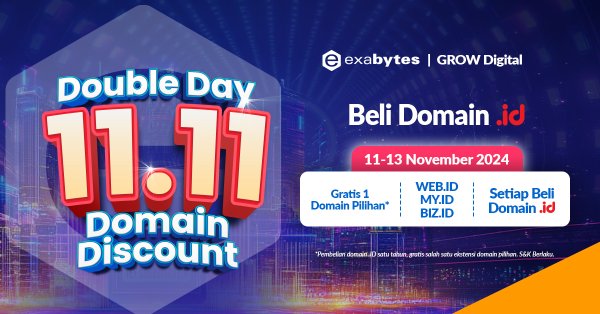 Promo Double Day 11.11: Beli Domain .ID, Gratis 1 Domain Pilihan!