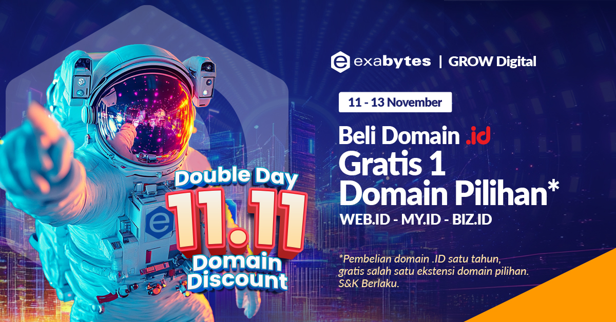Promo Double Day 11.11: Beli Domain .ID, Gratis 1 Domain Pilihan!